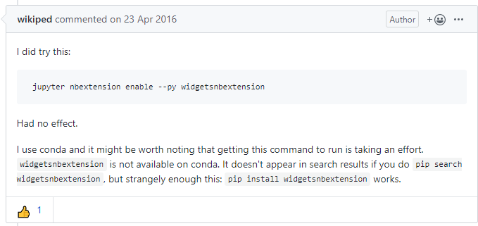 关于ipywidgets插件，错误'Widget Javascript not detected. It may not be installed or enabled properly ...