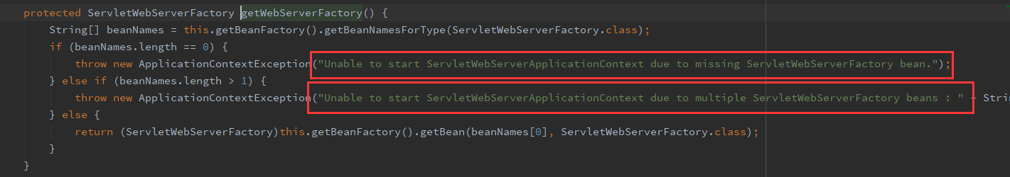 bug 记录 Unable to start ServletWebServerApplicationContext due to multiple ...