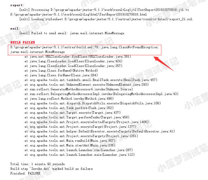 Jenkins - 解决集成 jmeter+ant 发送邮件时报错：java.lang.ClassNotFoundException: javax.mail.internet ...