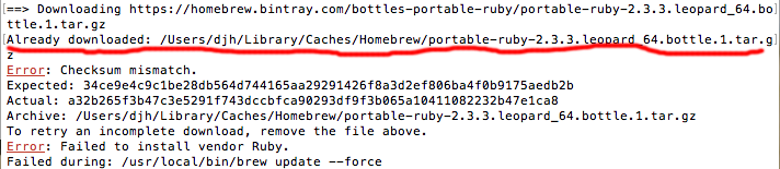 homebrew安装时报错 Checksum mismatch的解决办法-CSDN博客