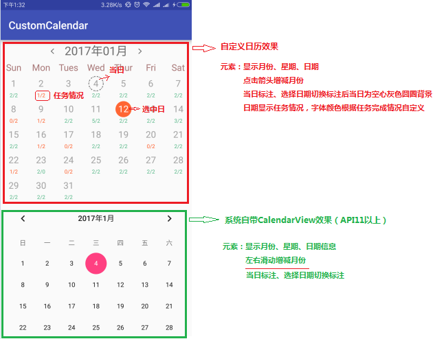 Android自定义view精品（customcalendar－定制日历控件） Csdn博客 
