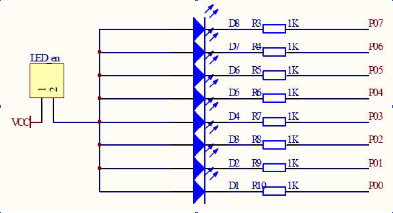 LED实验&&I/O口实验--将 P0 作为输出口，连接 8 个 LED，编写程序，使 LED 循环点亮_单片机p0口点亮led-CSDN博客