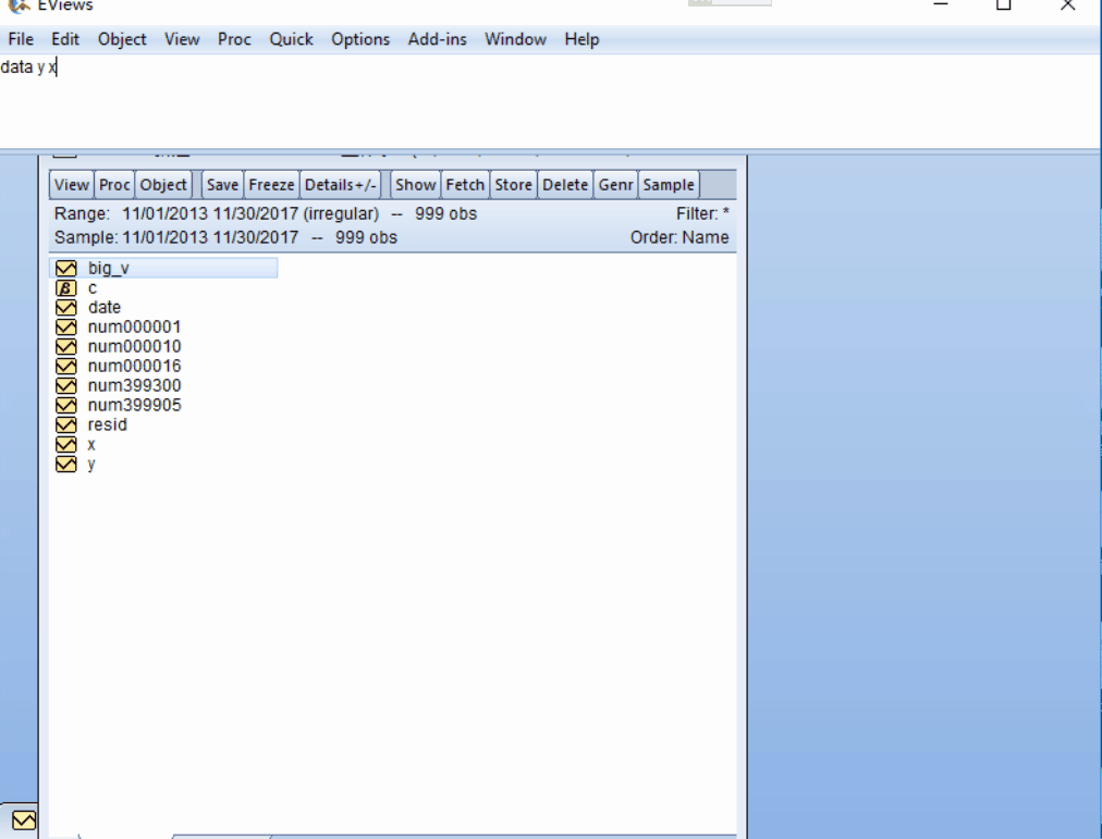 Eviews(8)进行线性回归（ols一元）与格兰杰（Granger）因果关系检验操作步骤_eviewsols回归怎么做-CSDN博客