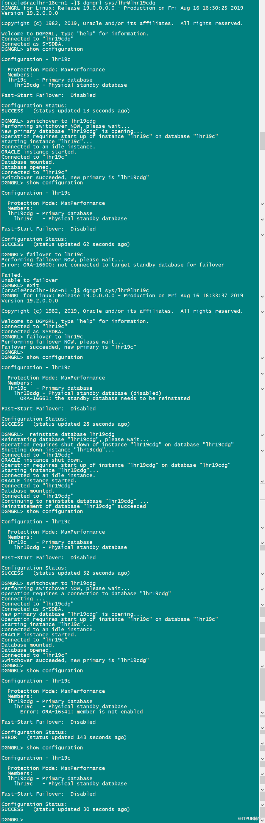 Oracle 19c使用dgmgrl来执行switchover和failover切换 Dgmgrl Switchover To Csdn博客