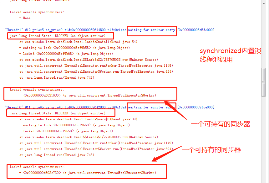 JAVA并发| 记录一次死锁（二）与Locked ownable synchronizers_locked ownable synchronizers:-CSDN博客