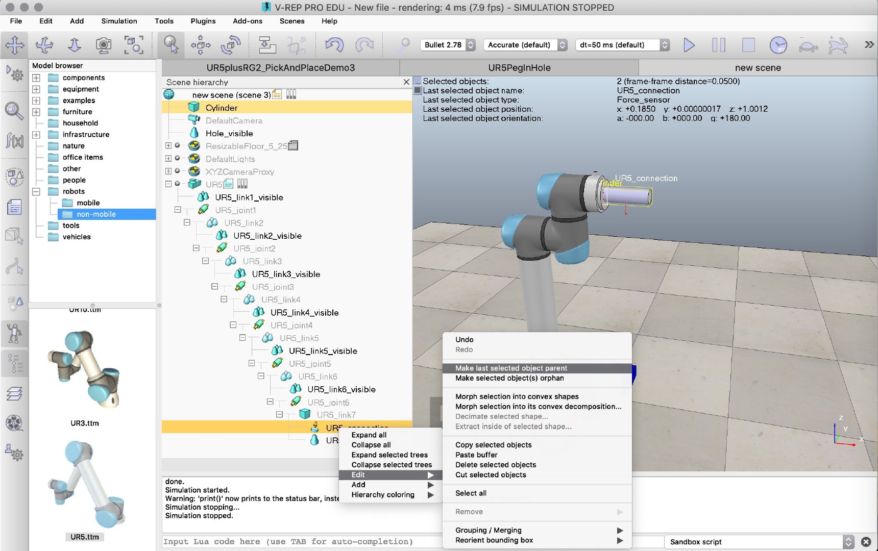 V-REP机械臂插棍场景搭建 | Scene construction of V-REP manipulator peg Insertion_Zebin Huang的博客-CSDN博客