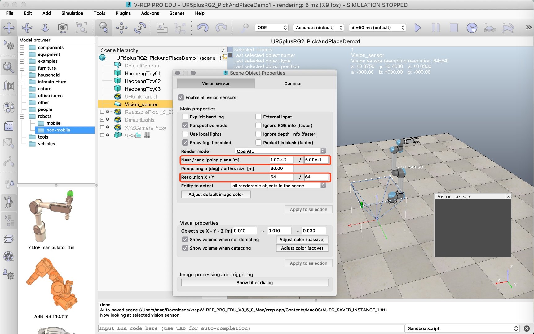 V-REP 添加Vision Sensor与图像获取 | V-REP Adding Vision Sensor and Image ...
