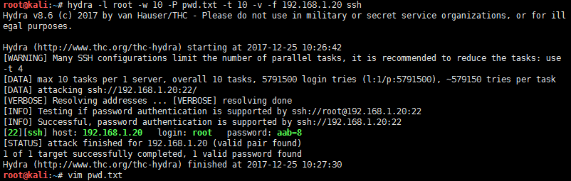kali使用hydra工具进行ssh、ftp等密码爆破_error] all children were disabled due too many con-CSDN博客