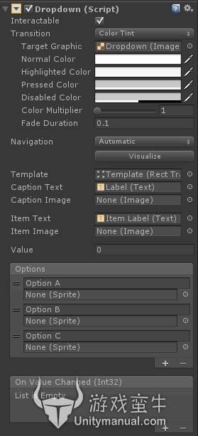【unity】dropdown下拉按钮的一些基本操作 获取值与添加选项dropdownrender Option 添加按钮 Csdn博客