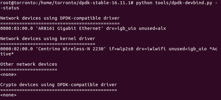 DPDK的Ubuntu16.04版本安装全教程，包括遇到问题解决和helloworld例子测试等，另附分配大页和绑定网卡驱动脚本_eal: pci device 0000:00:03.0 on ...