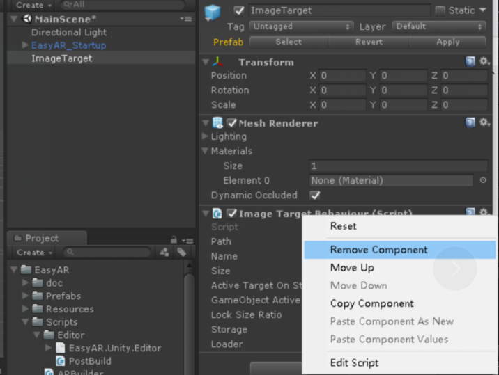 Unity 与EasyAR结合 新手入门教程_unityar用easyar做的项目如何改成用vuforia做的-CSDN博客