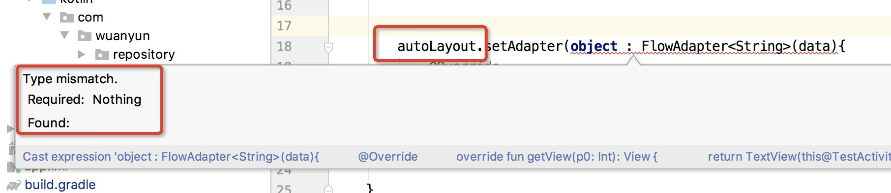 Android Kotlin带泛型的自定义view的坑type Mismatch Required Nothing Found T Csdn博客