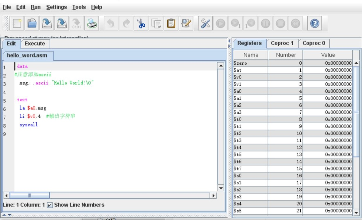 MIPS模拟器MARS汇编入门_mips汇编mars4-5模拟器使用方法及helloworld程序-CSDN博客