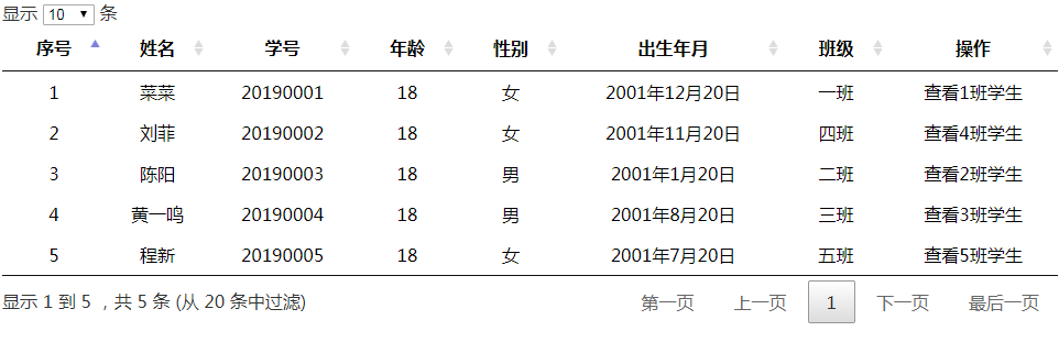 Datatables——一款前端好用的表格插件 本地json模拟数据实现表格分页查询 原生js表格插件 Csdn博客
