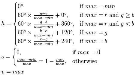 RGB 和 HSV 互相转换算法_rgb转hsv公式-CSDN博客