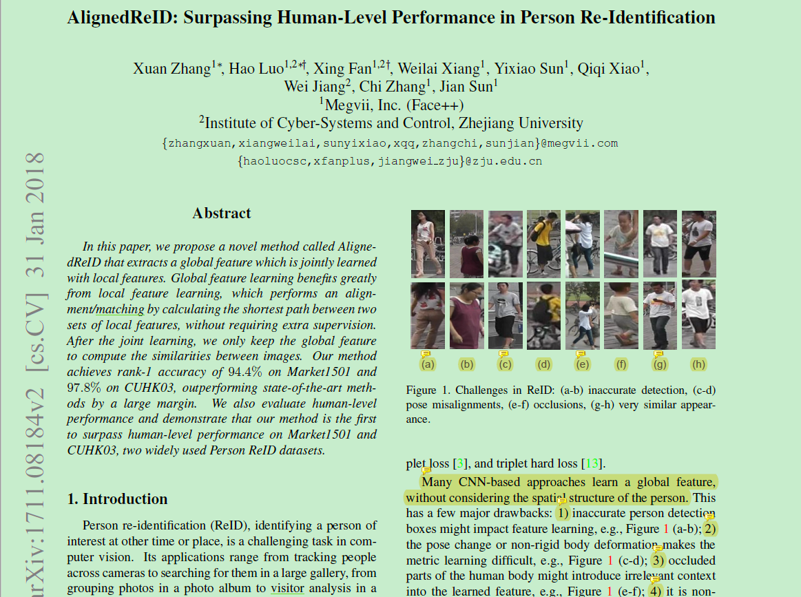 【ReID】AlignedReID: Surpassing Human-Level Performance in Person Re-Identification_alignedreid ...