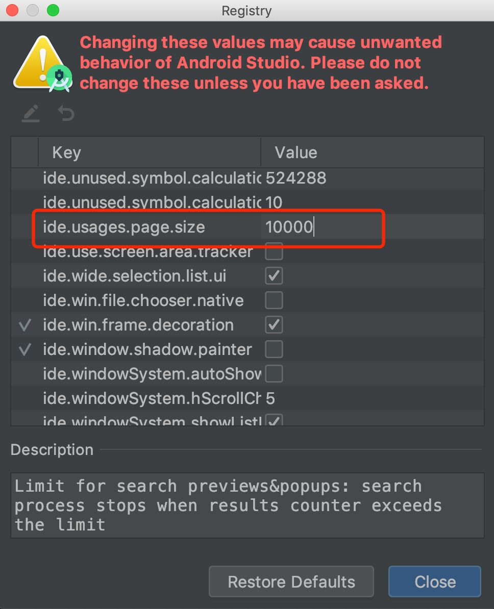 IDEA 系列 IDE 解除全局搜索/替换限制100条技巧_ide.usages.page.size-CSDN博客