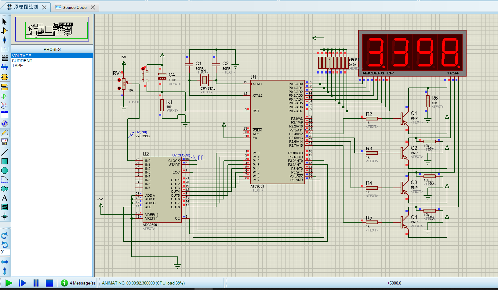 【PROTEUS仿真】使用AT89C51控制AD0809进行采样并显示_adc0809 proteus 电压采集-CSDN博客