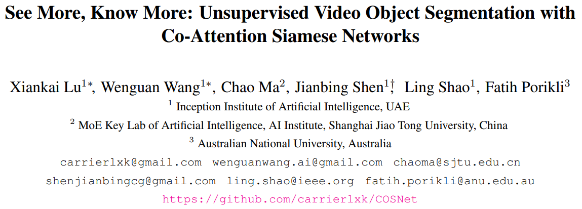 视频目标分割之See More, Know More: Unsupervised Video Object Segmentation with ...