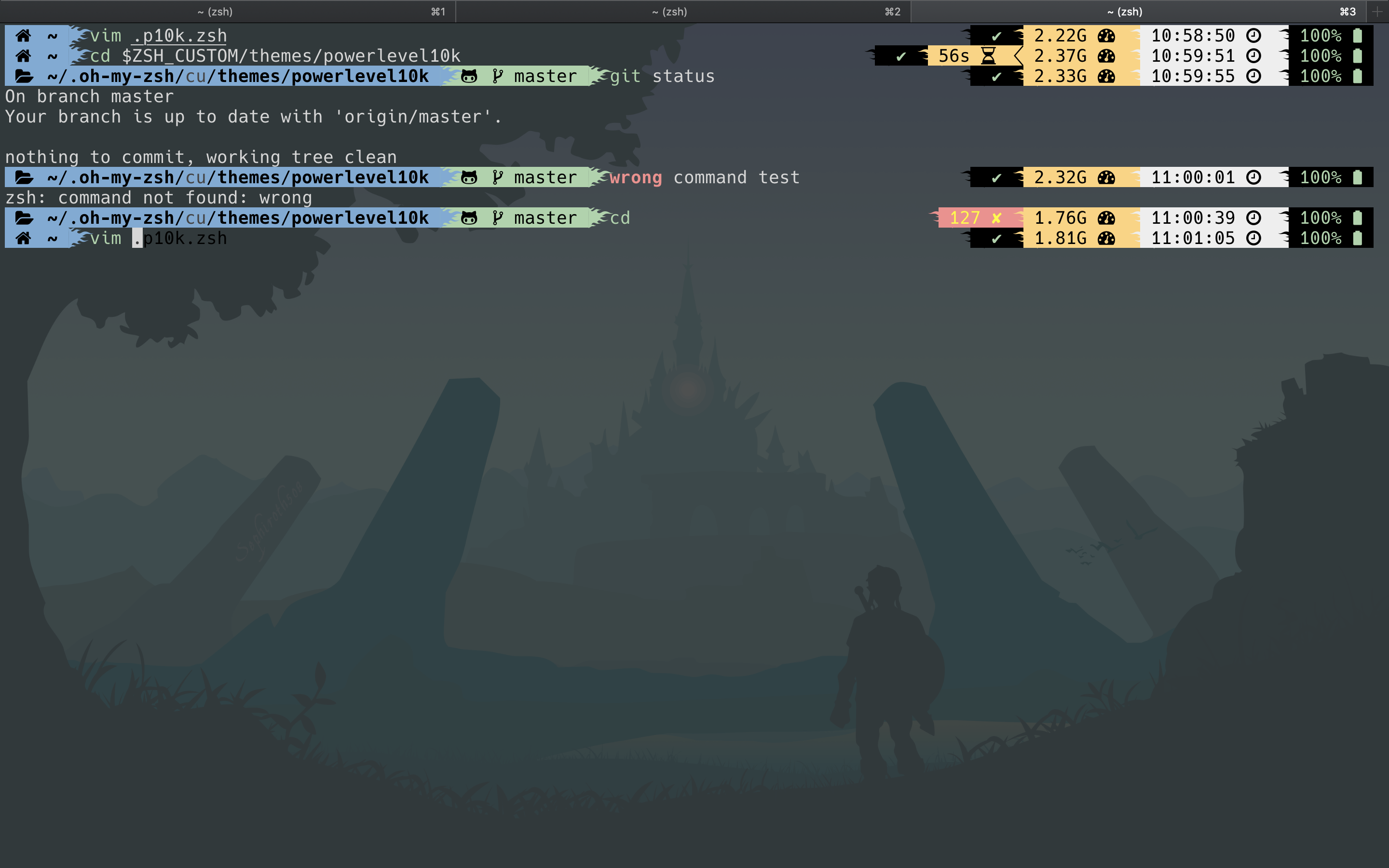iTerm2 + zsh + Oh My Zsh + Powerlevel10k 打造 Mac 下最强终端_meslo-nerd-font-powerlevel10k-CSDN博客