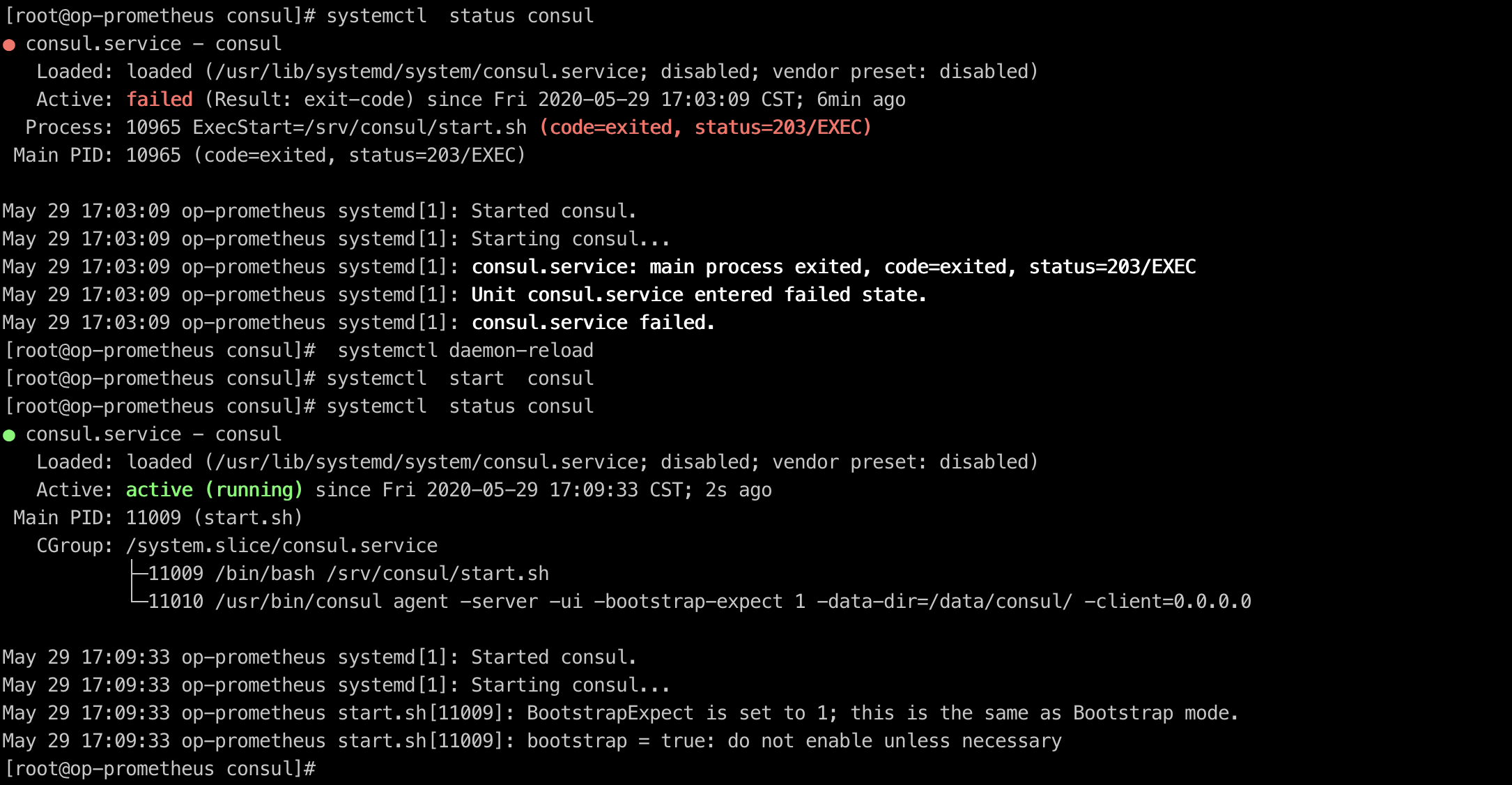 [问题已处理]-centos7创建系统服务启动报错code=exited status=203 EXEC_centos control process exited, code=exited ...