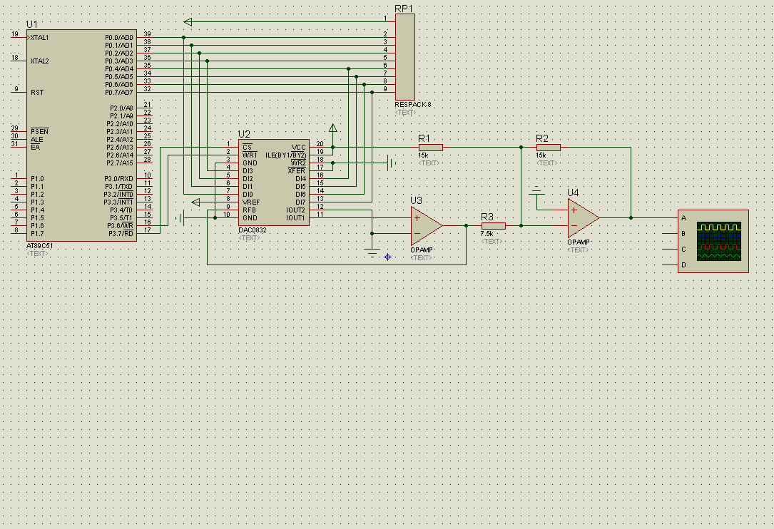 基于单片机的D/A三角波发生器设计（电路+程序）_8031外扩dac0832,实现三角波形输出。给出电路原理图及程序清单-CSDN博客