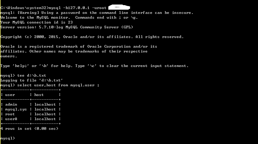 Tee command in mysql database - Programmer Sought