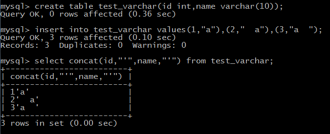 MySQL的char和varchar针对空格的处理_mysql vachar为什么会字符串自动去除开头的空格-CSDN博客