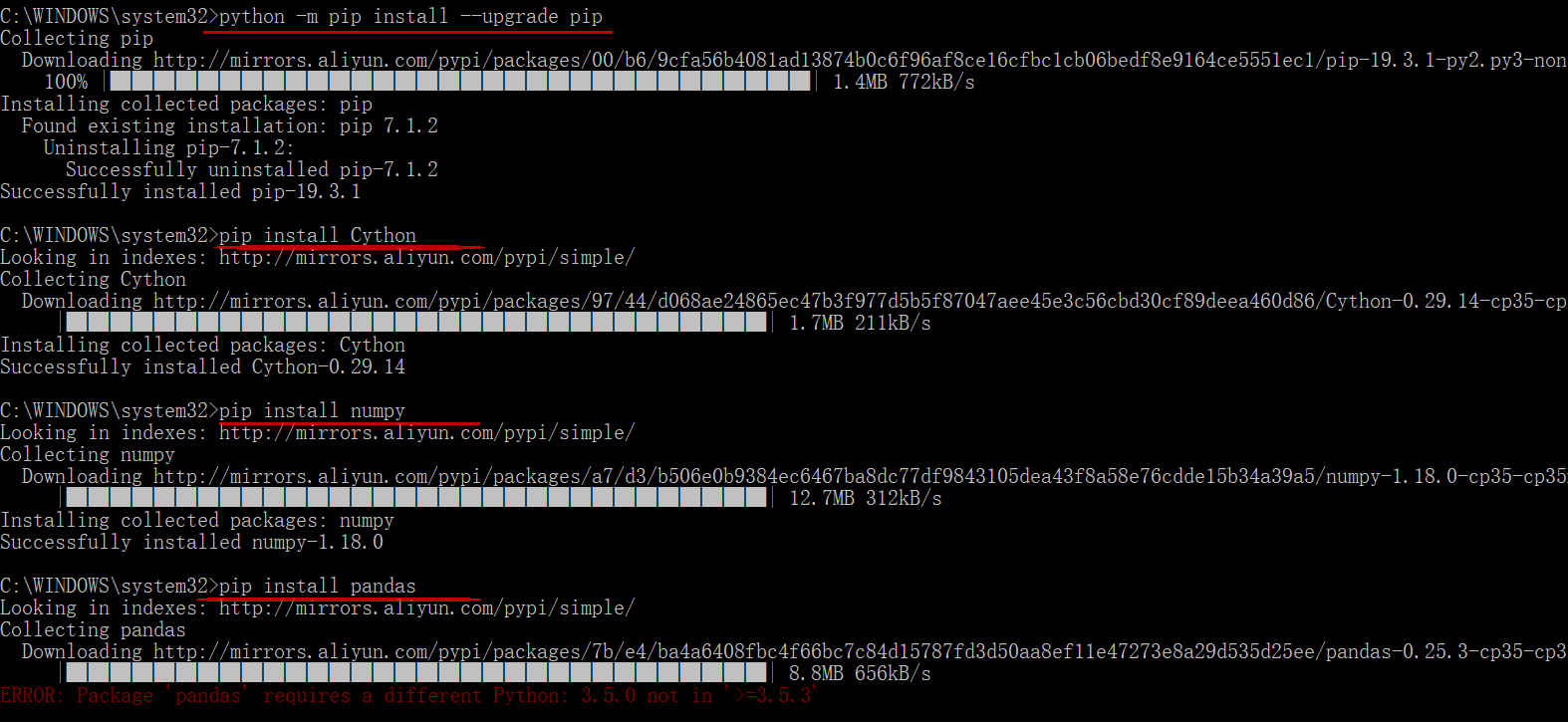 Windos10 Python 安装pandas包pandas 0253 Csdn博客 