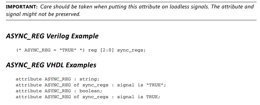 Understanding of compilation characteristics (* ASYNC_REG = "TRUE ...