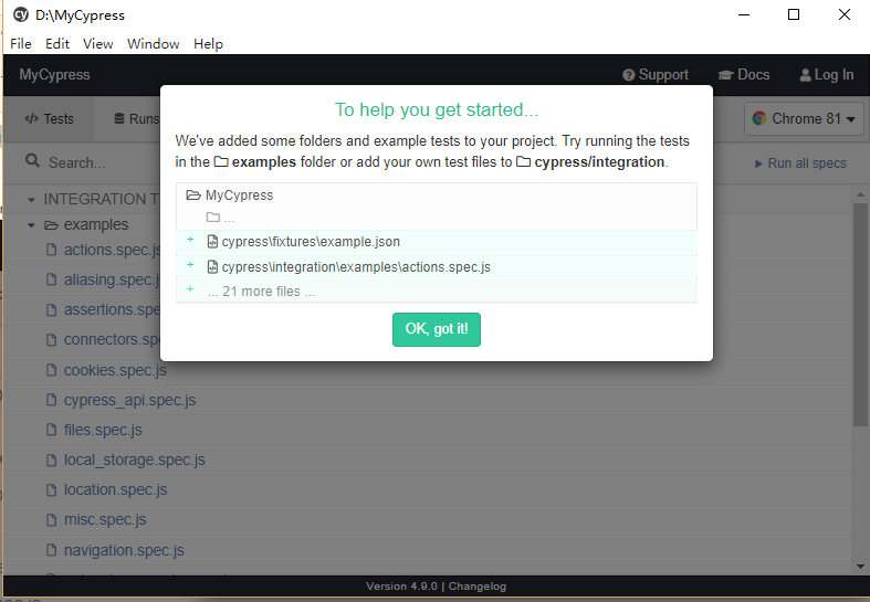 Cypress学习笔记2——Windows环境下安装Cypress_windows安装mycypress 没有生成package.json ...