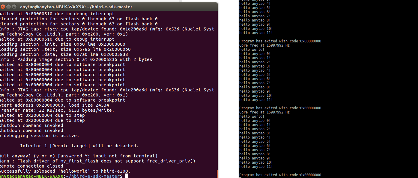 蜂鸟E203系列——Linux下运行hello world例程_hbird-e-sdk-CSDN博客