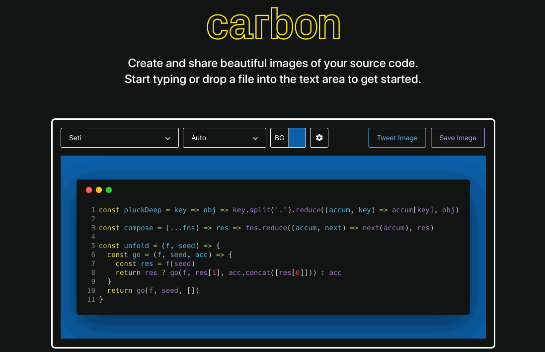 一个能生成精美代码图片的工具Carbon_代码截图在线生成-CSDN博客