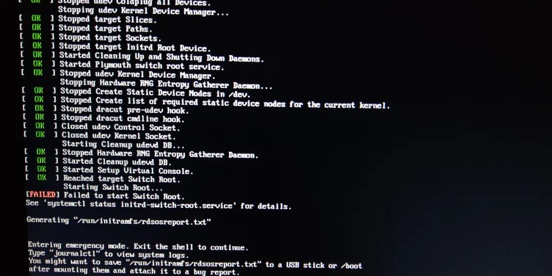 CentOS8.1启动时出现Failed to start Switch Root错误如何解决？-CSDN博客