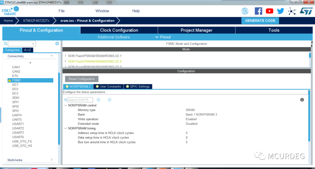CubeMX系列教程——23 外部SRAM_mcu变量指定存sram-CSDN博客