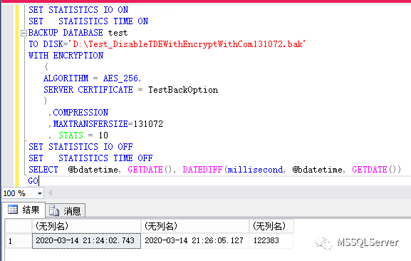 SQL Server 2016 启用数据库TDE 压缩性能提升_restore requires maxtransfersize=131072 ...