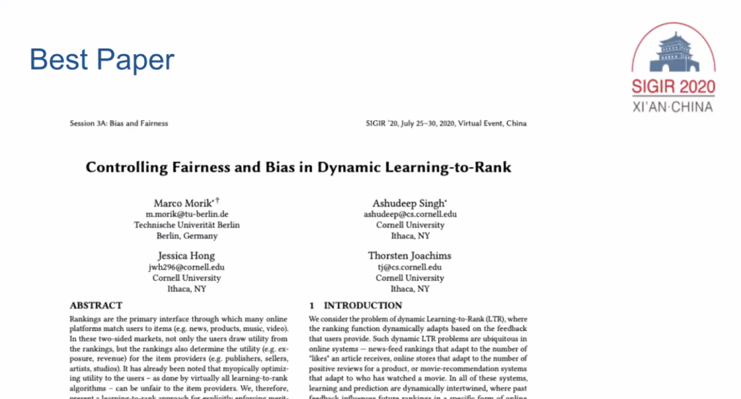 SIGIR 2020最佳论文公布，清华大学揽多个奖项，大三学生摘得最佳短论文奖-CSDN博客