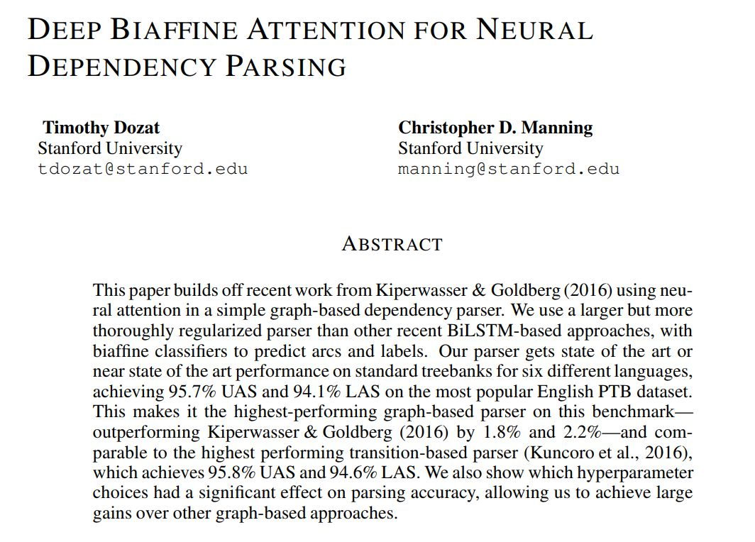 【一分钟论文】Deep Biaffine Attention for Neural Dependency Parsing-CSDN博客