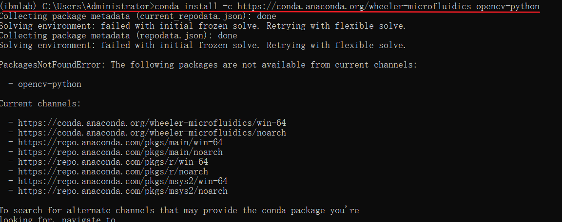 Anaconda报错-PackagesNotFoundError: The following packages are not available from current channels ...