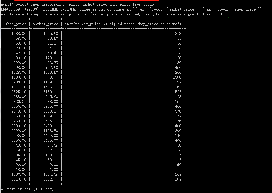ERROR 1690 (22003): BIGINT UNSIGNED value is out of range in..的错误-CSDN博客