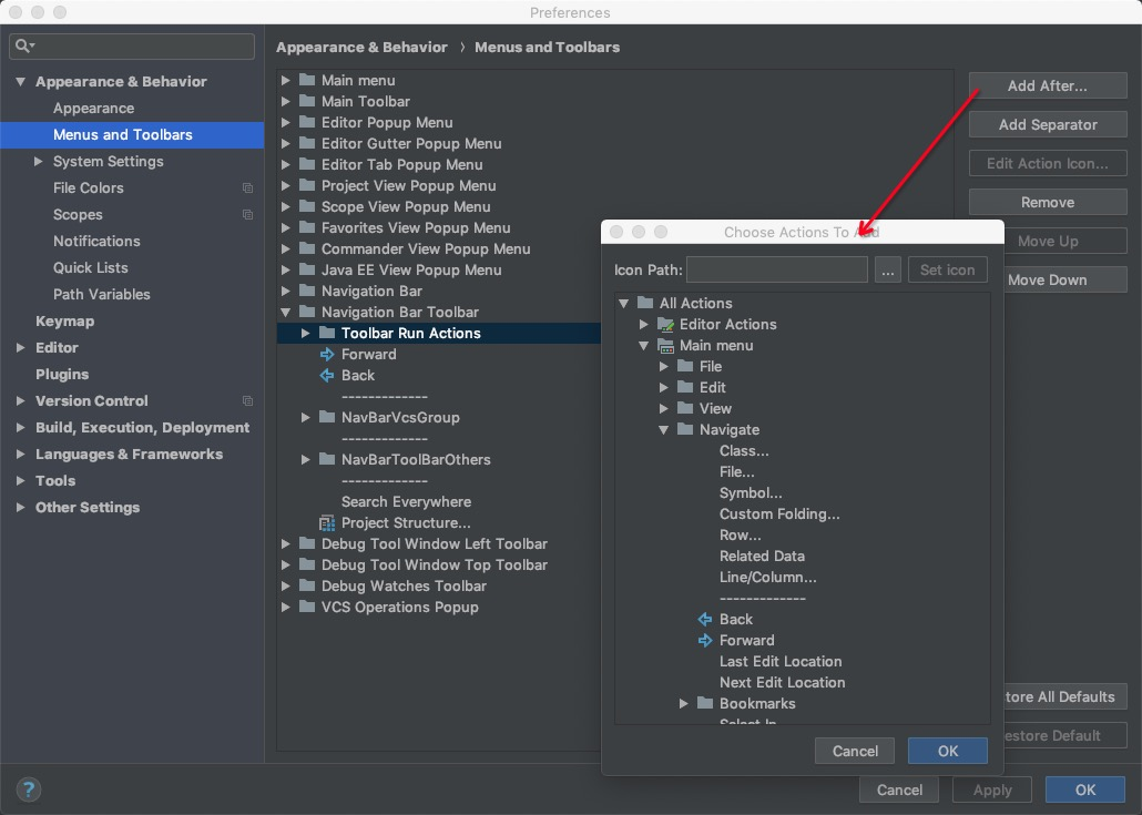 Intellij Idea method of displaying back and forward buttons - Programmer Sought